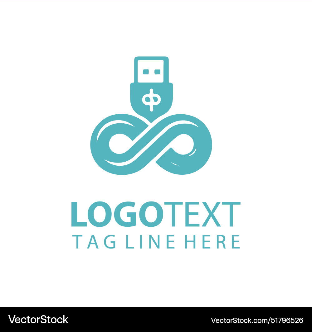 Infinity usb plug logo Royalty Free Vector Image