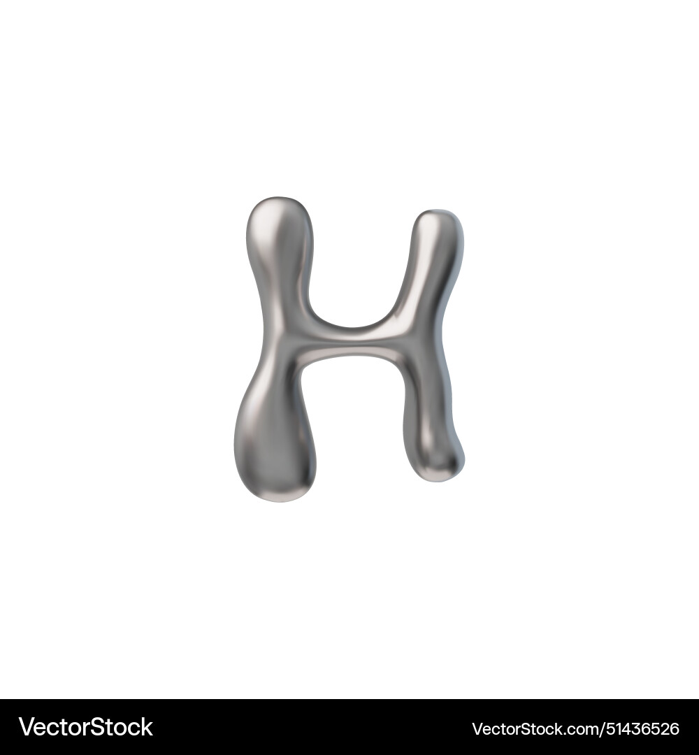 Letter h metallic 3d y2k icon Royalty Free Vector Image