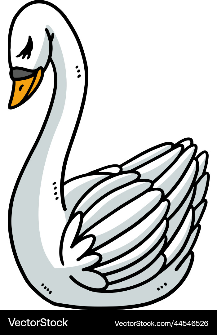 Swan cartoon colored clipart Royalty Free Vector Image
