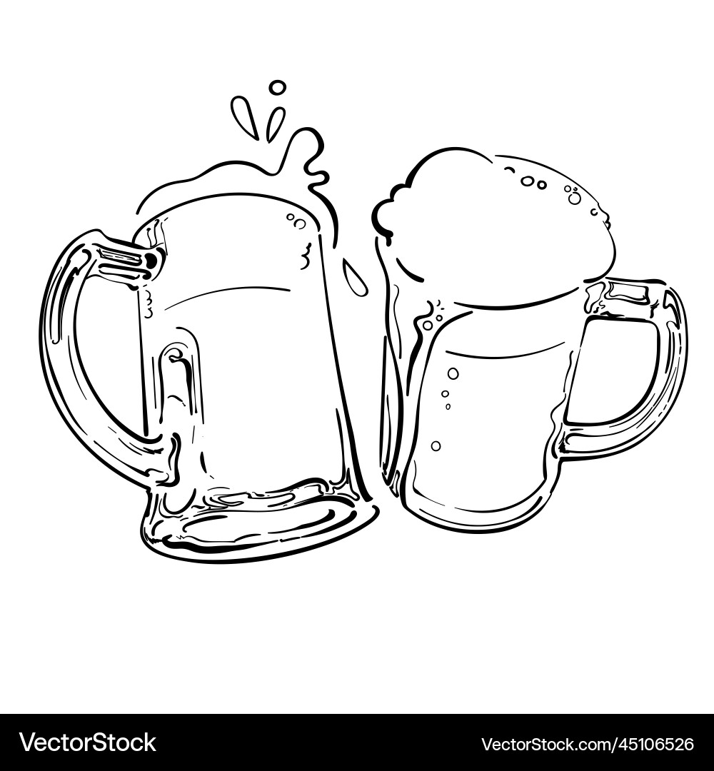 Two Toasting Beer Mugs Sketch Royalty Free Vector Image