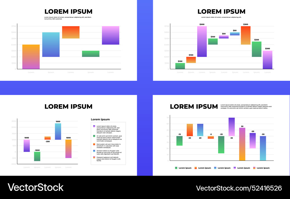 Waterfall chart collection Royalty Free Vector Image