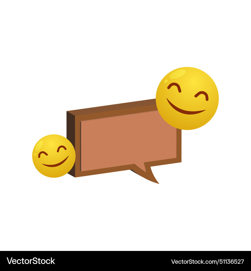 3d orange speech bubble with emoticons Royalty Free Vector