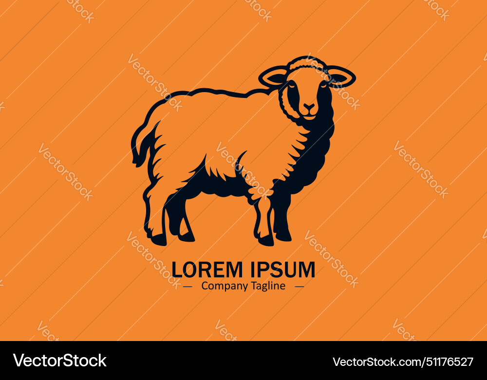 Abstract and minimal sheep logo orange background Vector Image
