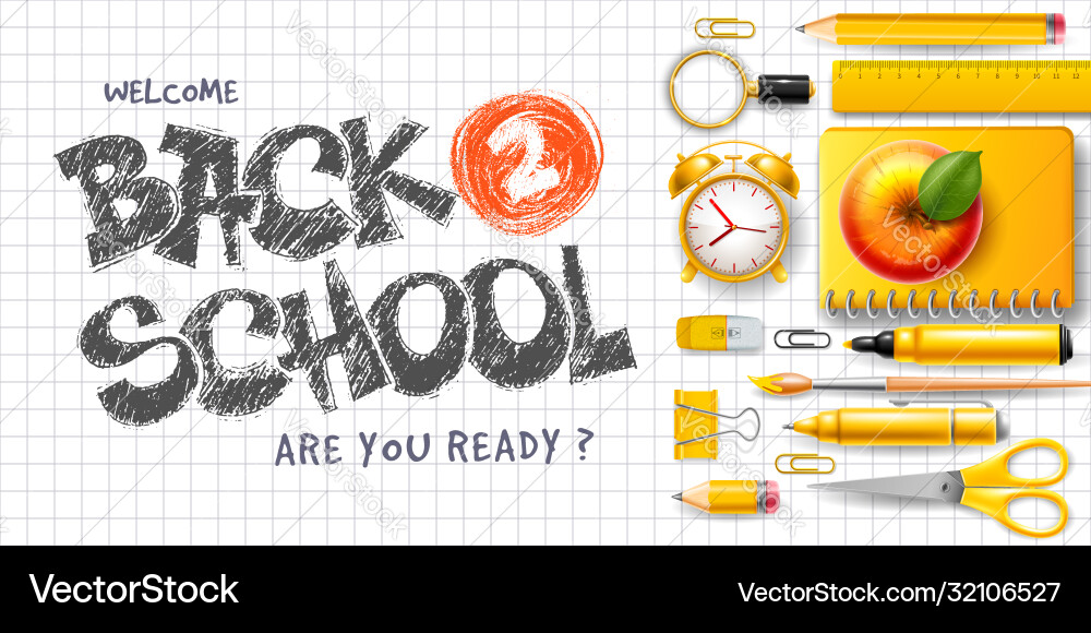 Back to school horizontal flat lay banner design Vector Image