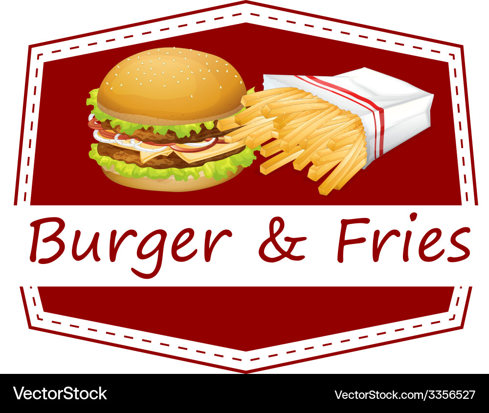 Burger and fries Royalty Free Vector Image - VectorStock