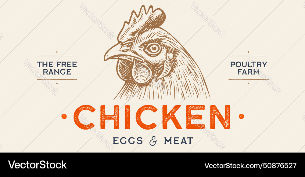 Chicken hen head label tag Royalty Free Vector Image