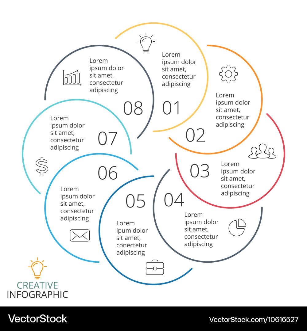 Circle arrows linear infographic cycle Royalty Free Vector