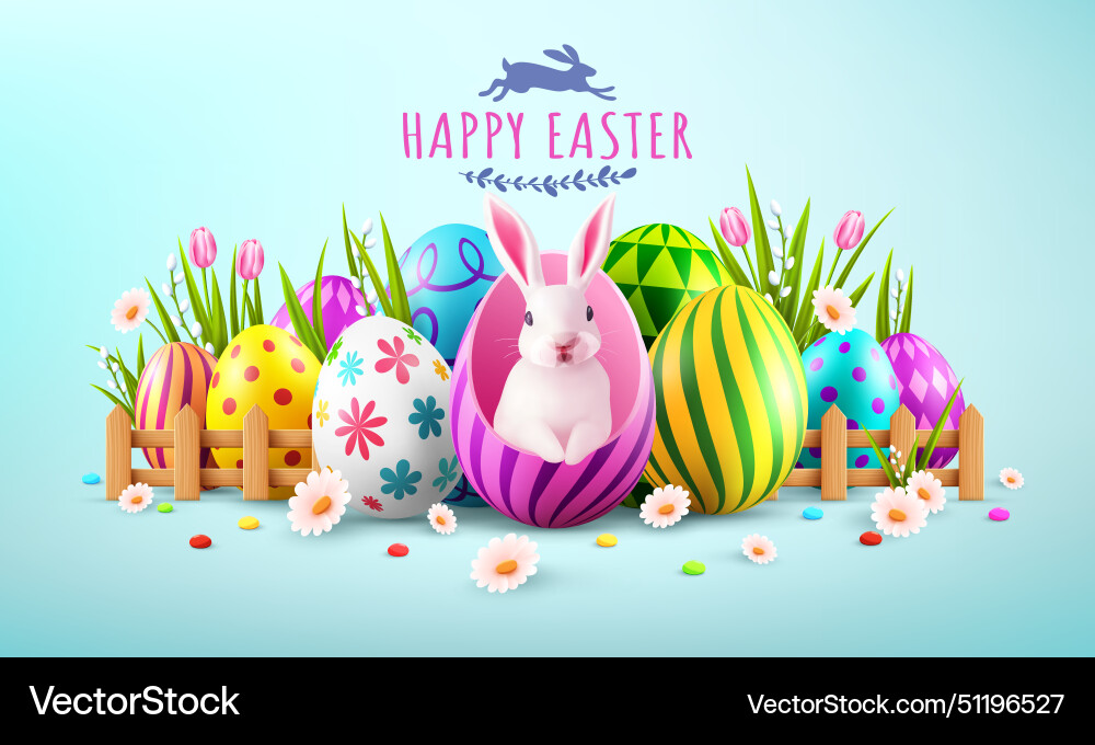 Easter poster and banner template with a white Vector Image