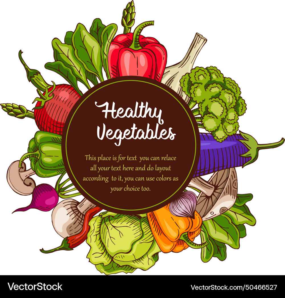 Organic vegetable food template with text Vector Image