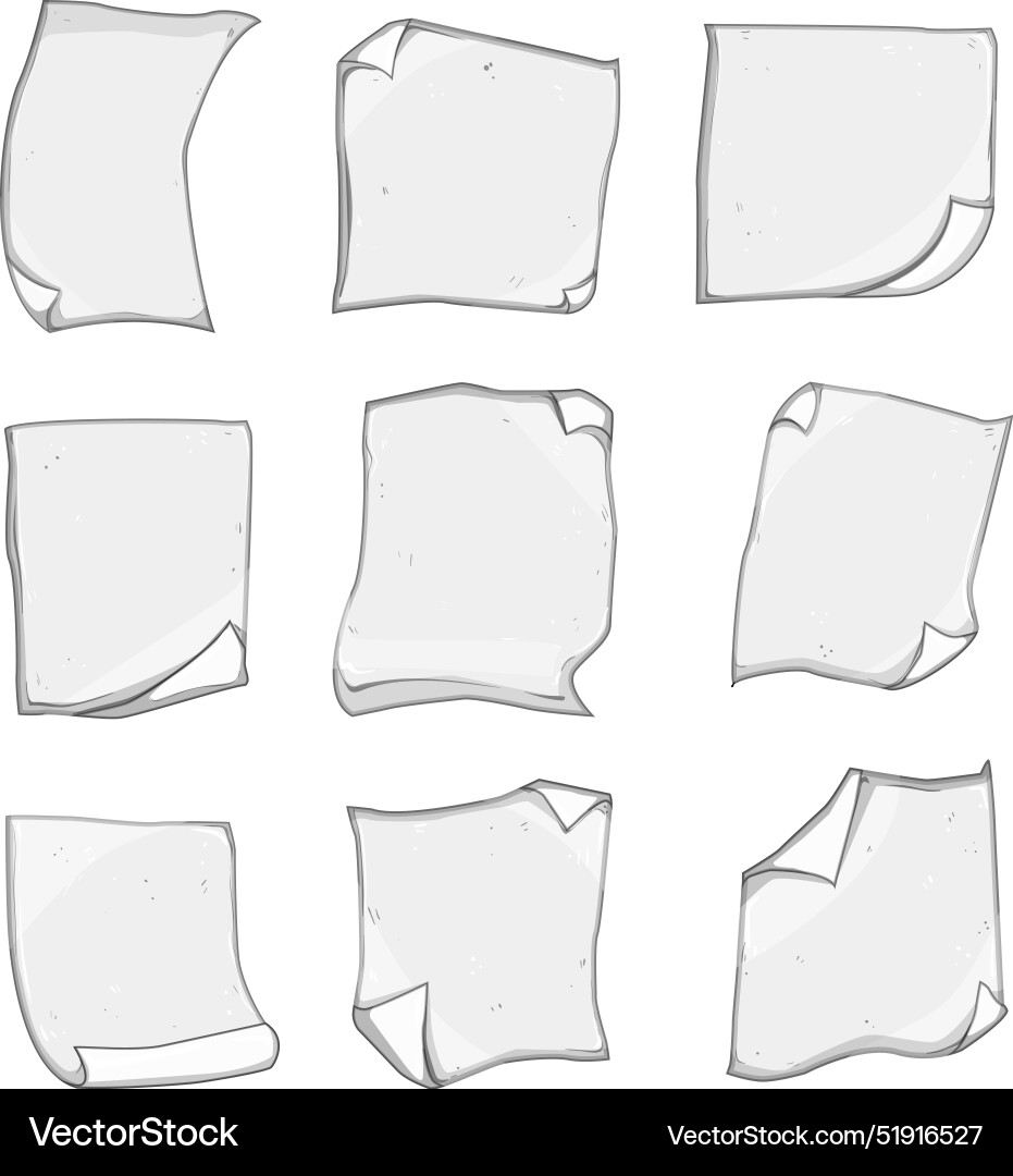 Paper curl set cartoon Royalty Free Vector Image