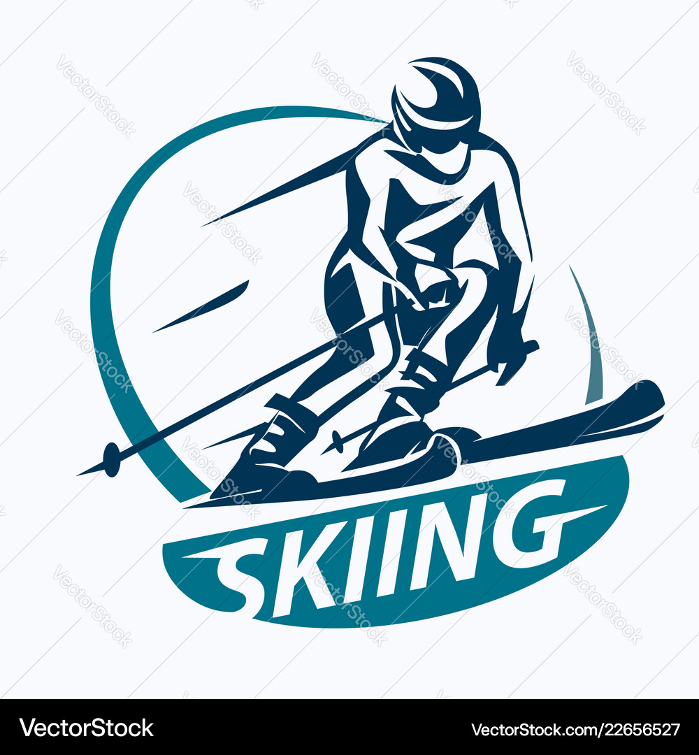 Skiing stylized symbol logo or emblem template Vector Image