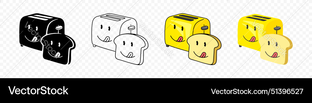 Toaster and toast cartoon character Royalty Free Vector