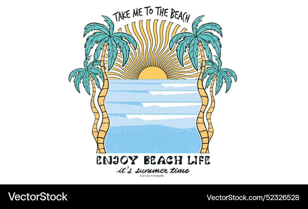 Beach modern abstract art enjoy life Royalty Free Vector