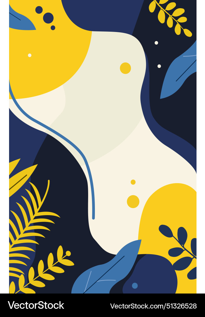 Blue fluid frame background with leaves plant Vector Image