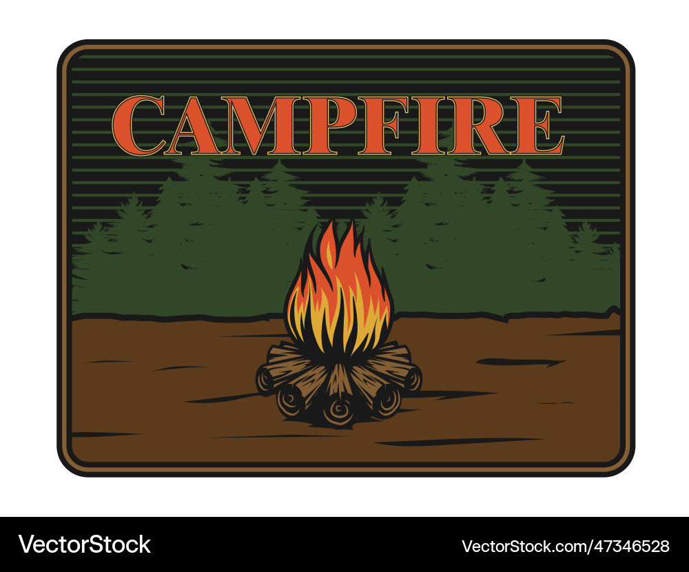 Campfire badge design Royalty Free Vector Image
