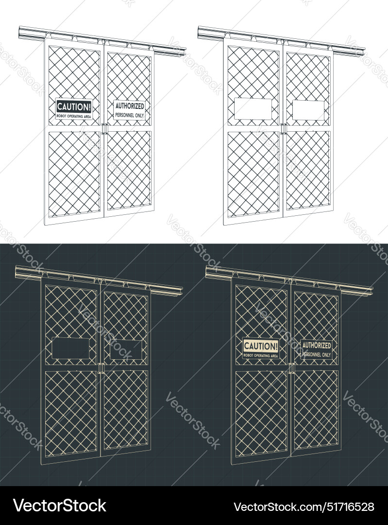 Industrial safety door blueprints Royalty Free Vector Image