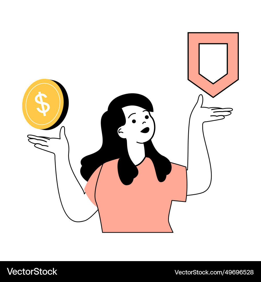 Insurance service concept with cartoon people Vector Image