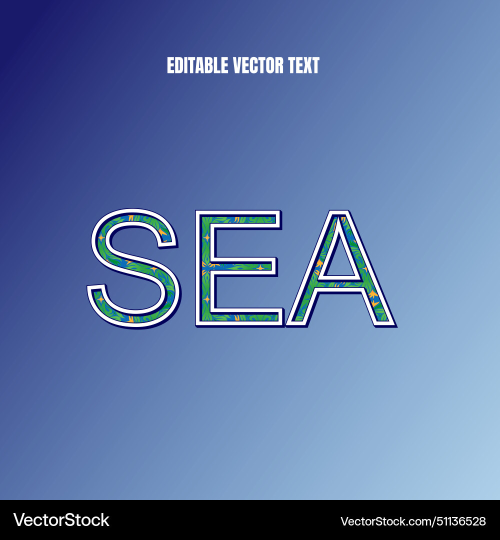 Sea text effect Royalty Free Vector Image - VectorStock
