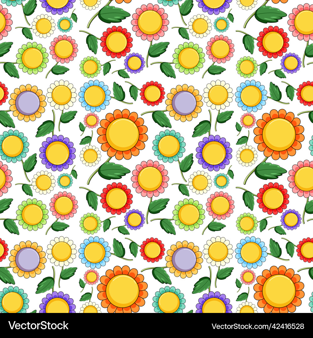 Seamless background design with colorful flowers Vector Image