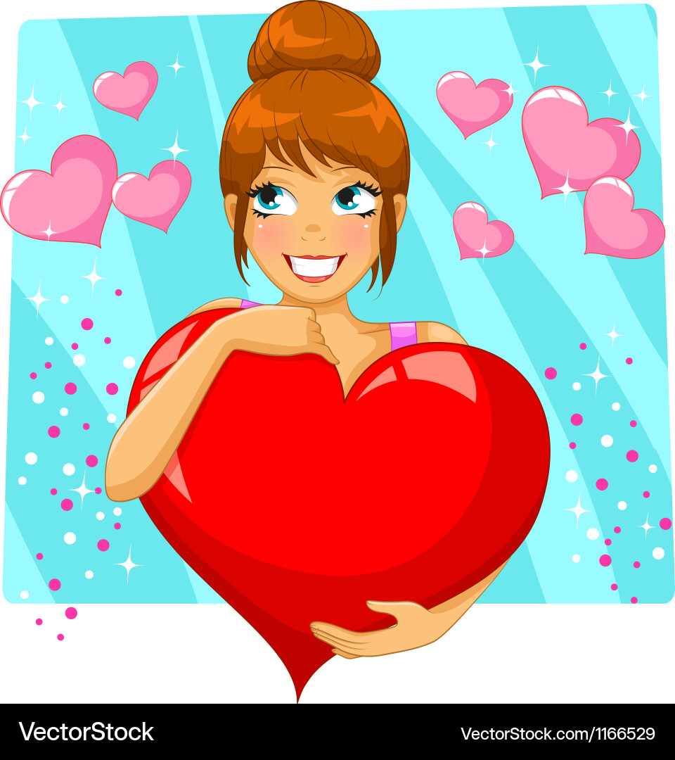 Cute Girl with Heart Royalty Free Vector Image