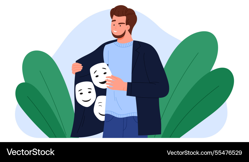 Hypocrisy hypocritical man liar hiding true Vector Image