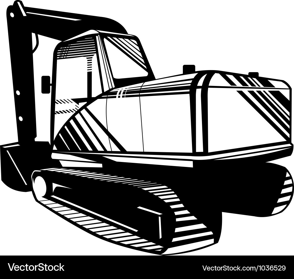 Mechanical digger excavator retro Royalty Free Vector Image