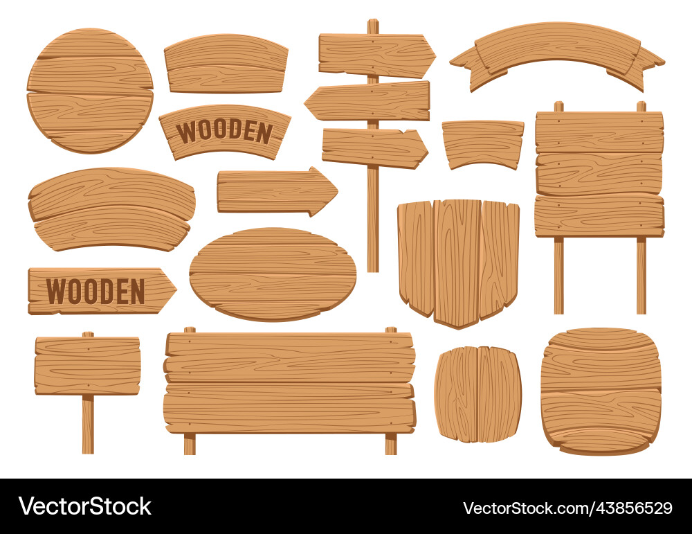 Set wooden banner sign posts or boards design Vector Image