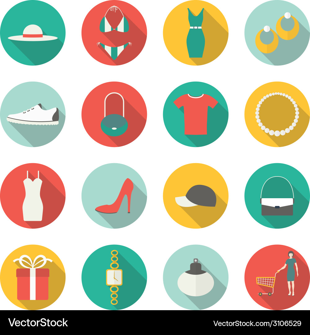 Shopping flat icons Royalty Free Vector Image - VectorStock