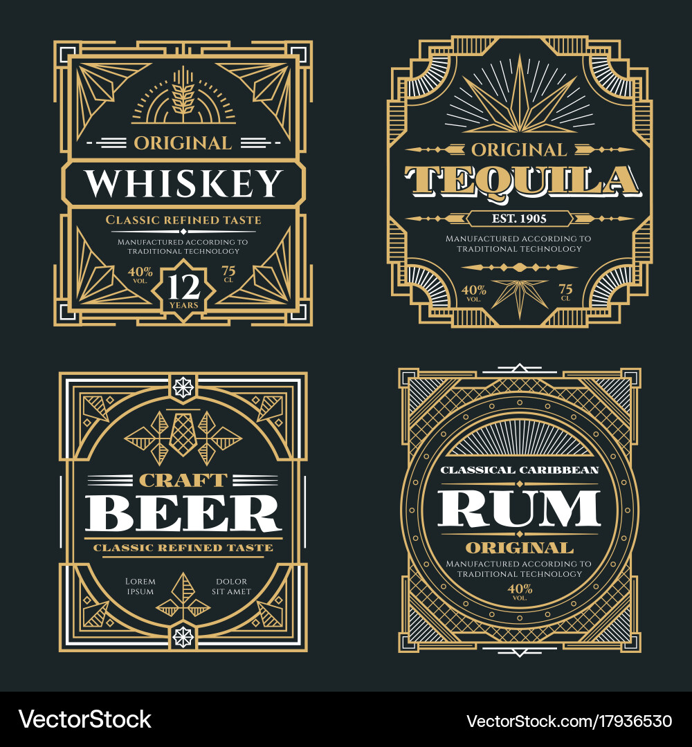 Art Deco Alcohol Labels Royalty Free Vector Image