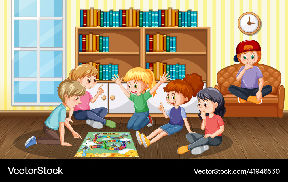 Kids Playing Board Games Clip Art Set Of Family Fun. Families Play