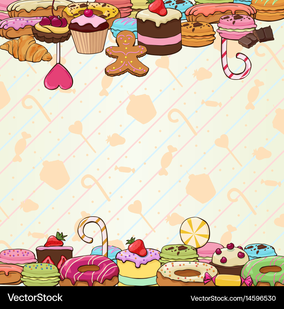 Colorful hand drawn pastry background – Royalty-Free Vector | VectorStock