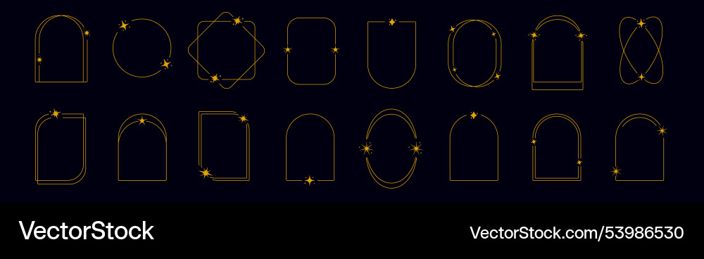 Golden Star Rahmen Sammlung Umrandung Rand Vektorbild