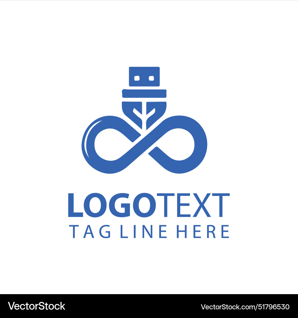 Infinity usb plug logo Royalty Free Vector Image