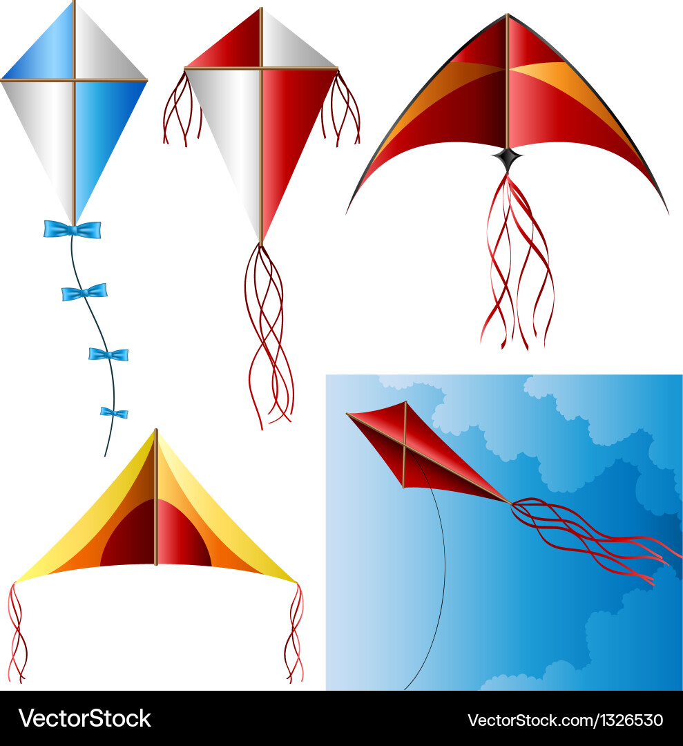 Kite set Royalty Free Vector Image - VectorStock