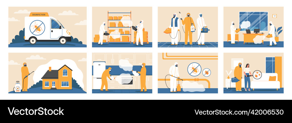 Pest control color set Royalty Free Vector Image