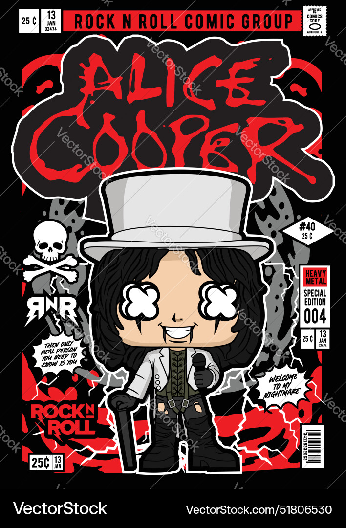 Pop art alice cooper Royalty Free Vector Image