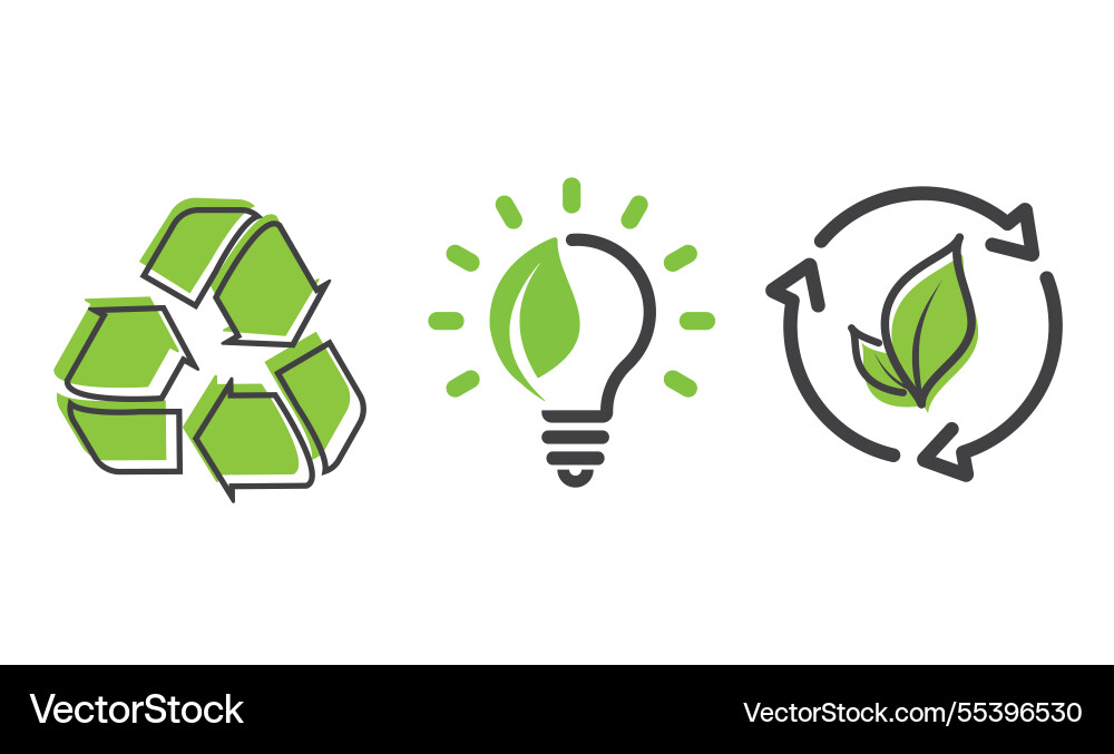 Recycling und Rotation Pfeil-Symbol-Pack Vektorbild
