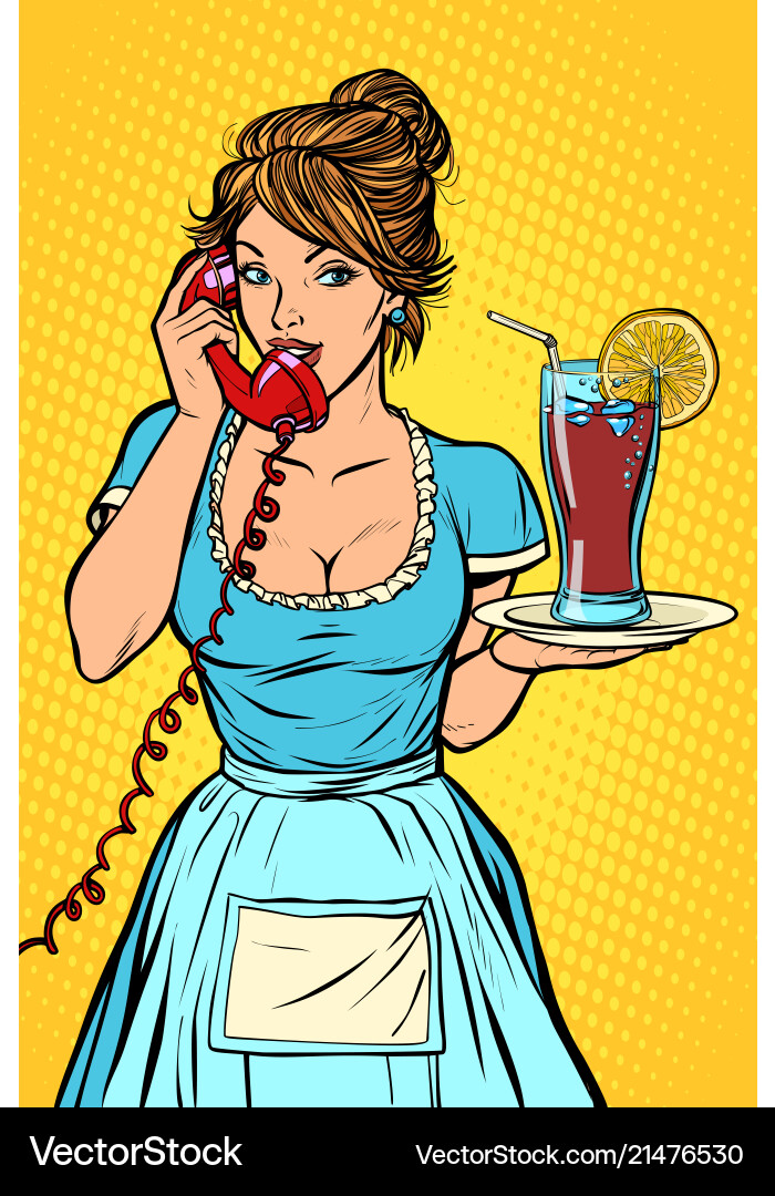 Refreshing Lemon Cola Delivery Waitress Royalty Free Vector
