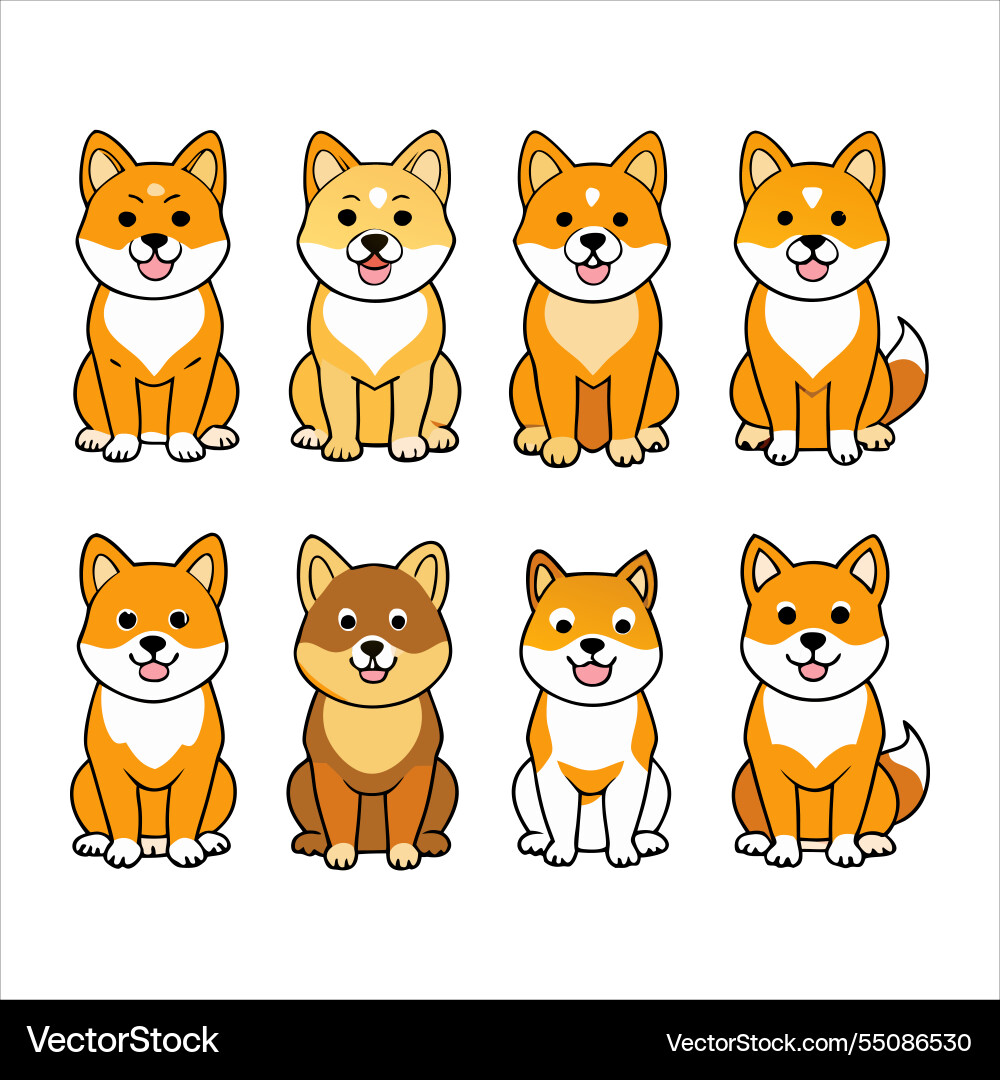 Shiba inu dogs Royalty Free Vector Image - VectorStock