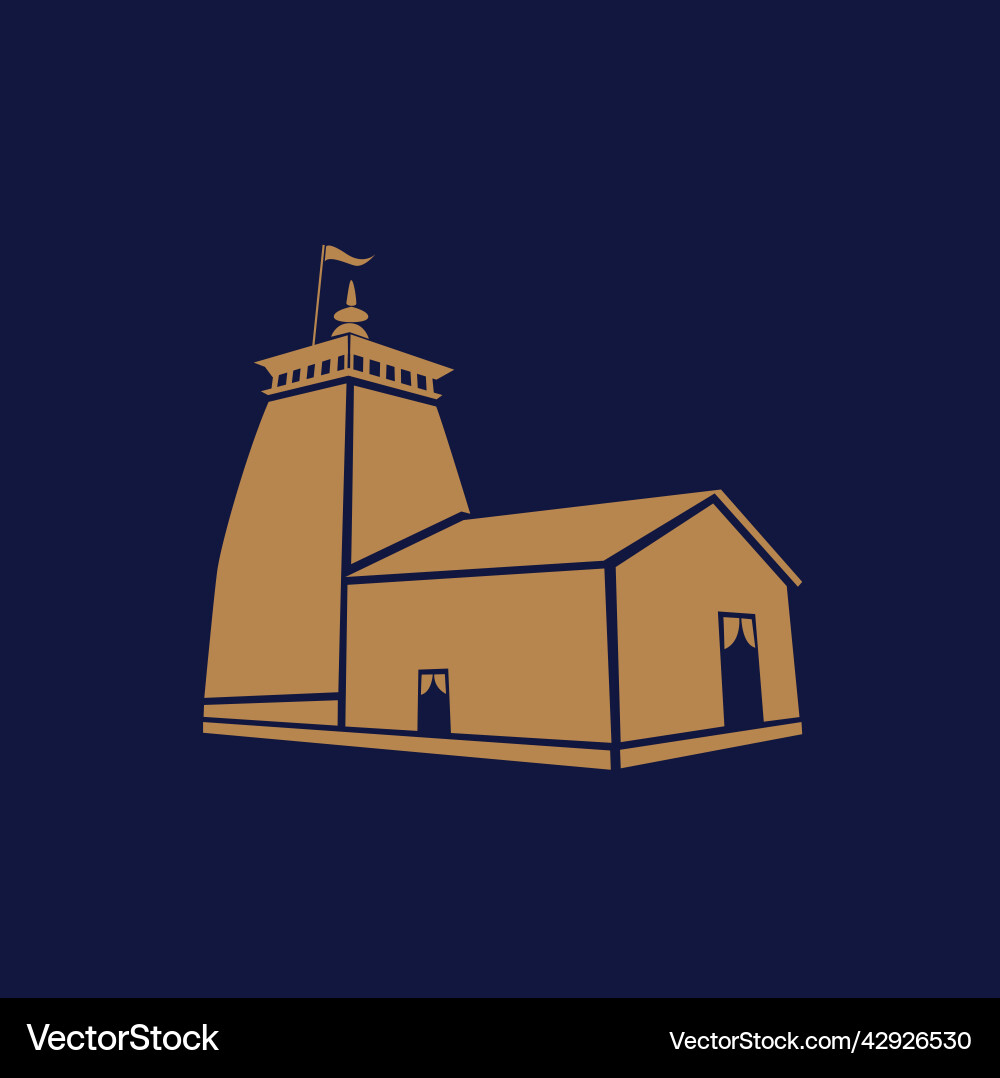 Shri Kedarnath Temple Icon - Hindu Pilgrimage Vector Image