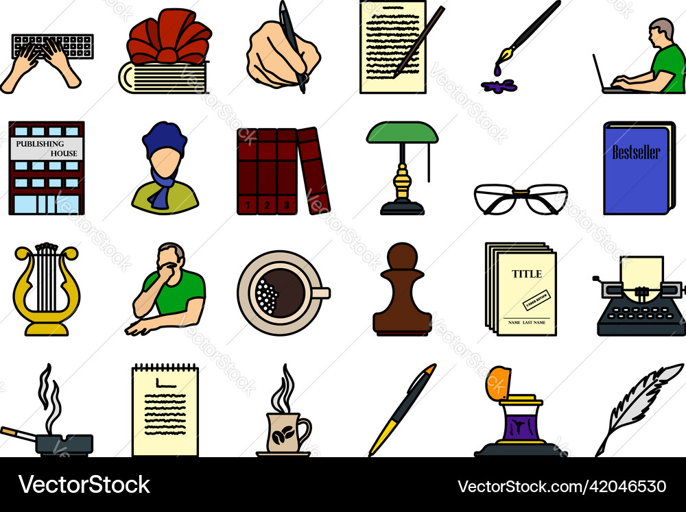 Writer icon set Royalty Free Vector Image - VectorStock