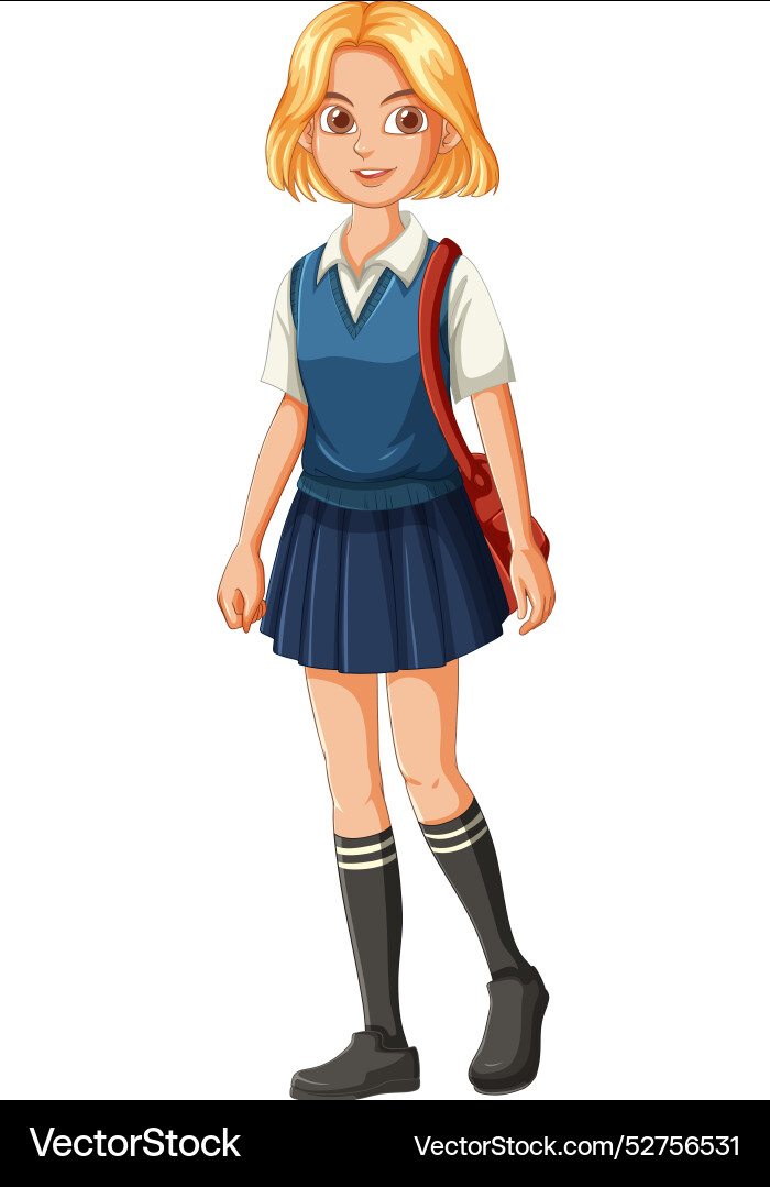 A cheerful student in school attire Royalty Free Vector