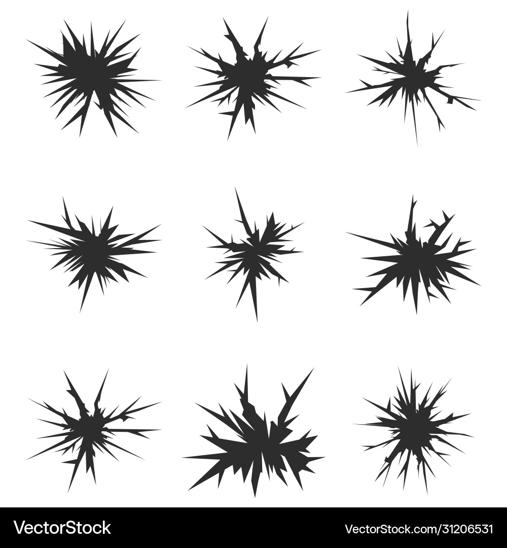 Break fracture hole cracks set Royalty Free Vector Image