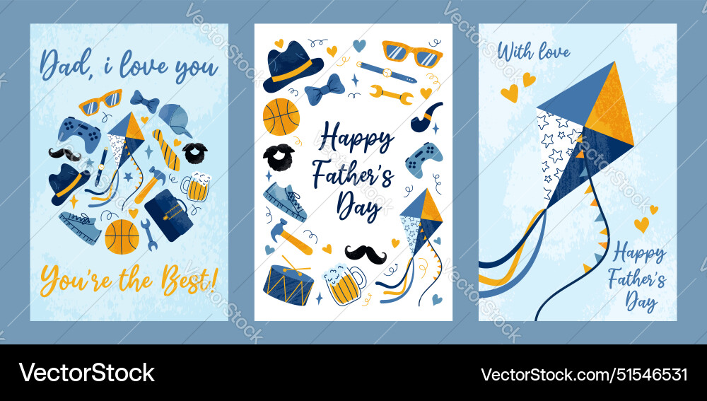 Collection 3 vertical greeting posters for happy Vector Image