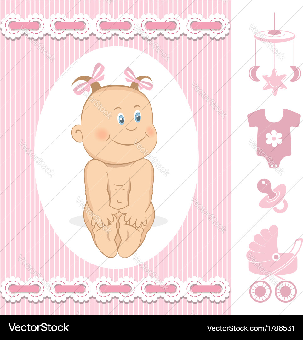 Cute baby girl Royalty Free Vector Image - VectorStock