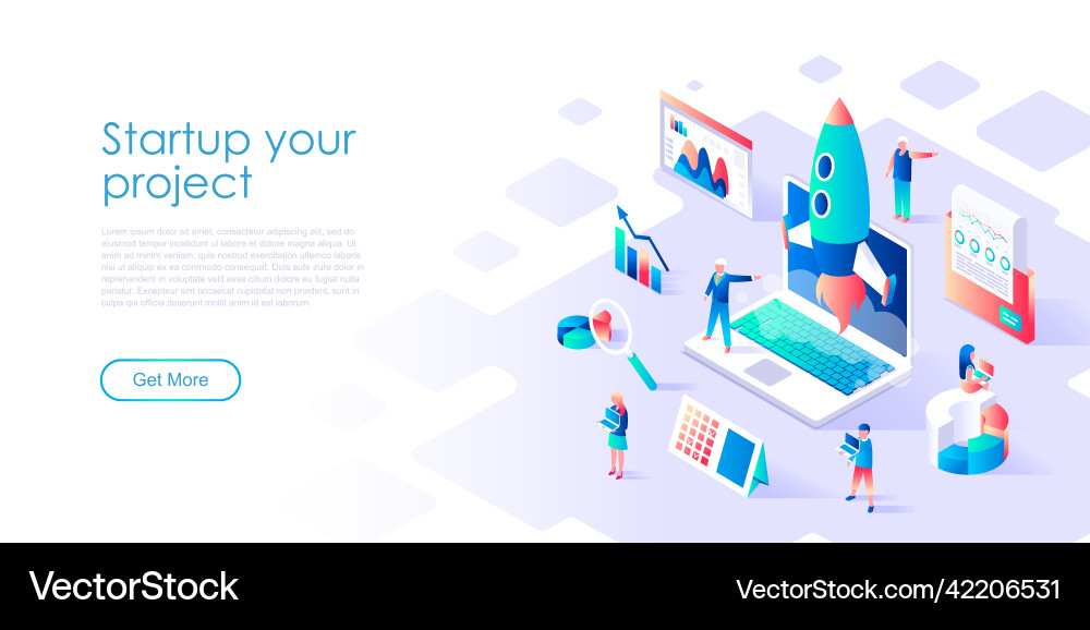 Flat design isometric concept of startup Vector Image