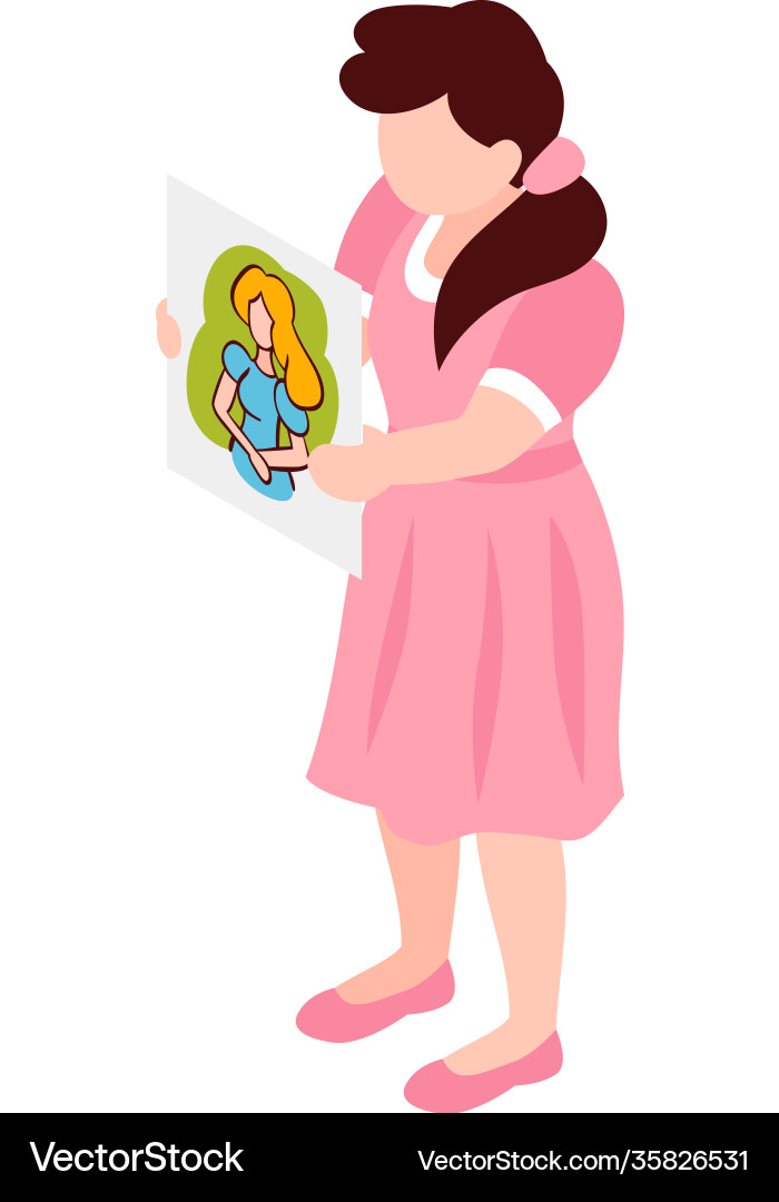 Girl drawing Royalty Free Vector Image - VectorStock