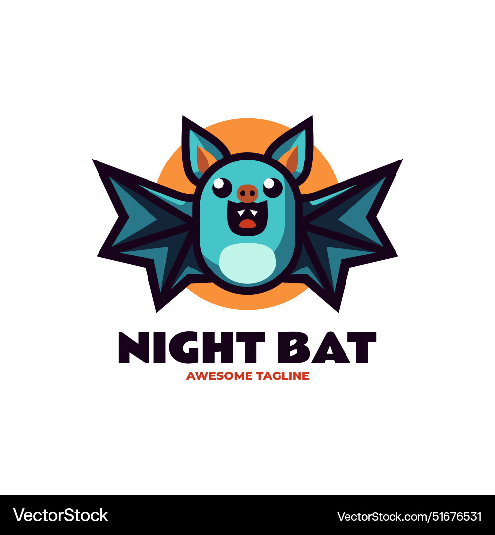 Logo night bat mascot cartoon style Royalty Free Vector