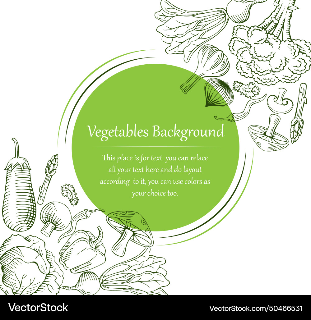 Organic vegetable food template with text Vector Image