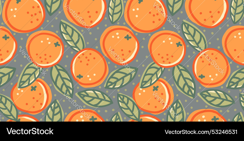 Seamless pattern of oranges in doodle style cute Vector Image